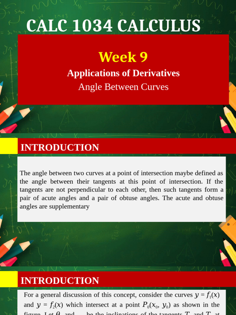 LMS Week 9 CALC 1034 Angle Between Curves 2 | PDF | Tangent | Slope
