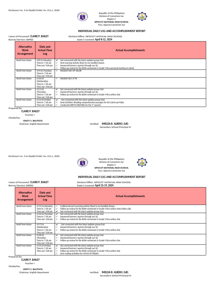 Accomp April MAY2024 - BAILEY | PDF | Philippines