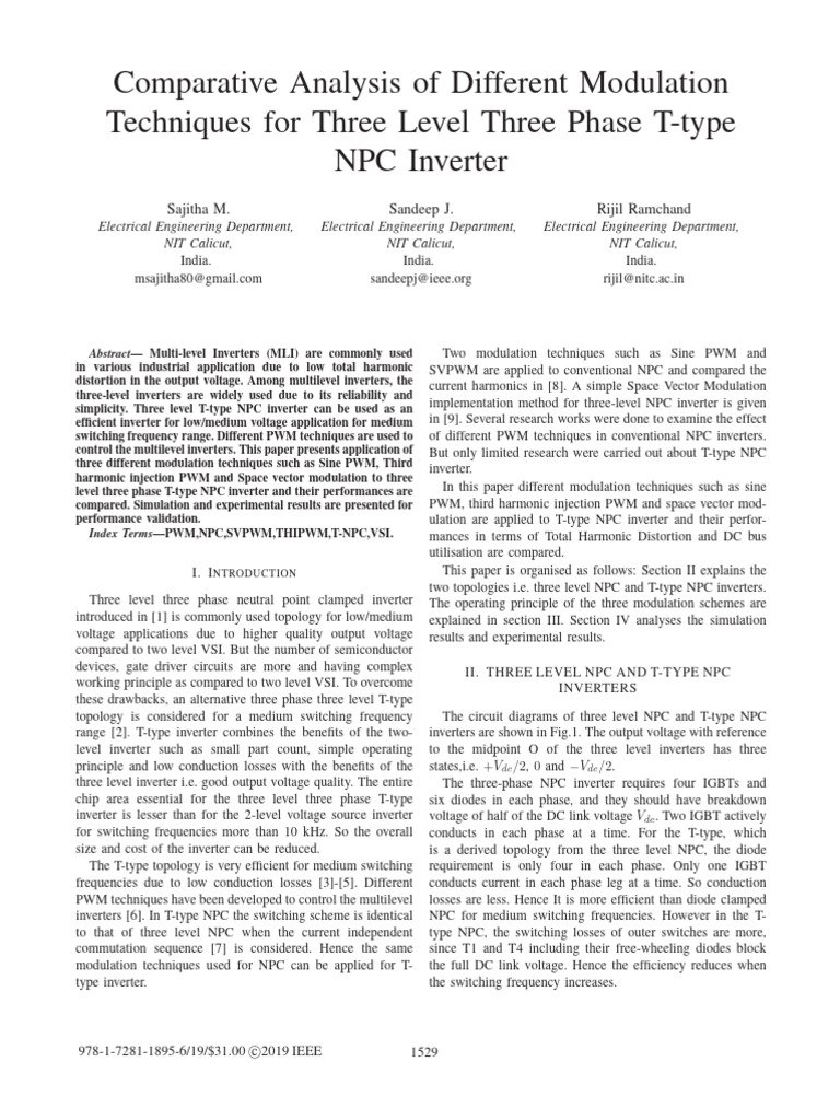 Comparative Analysis of Different Modulation Techniques For Three Level ...