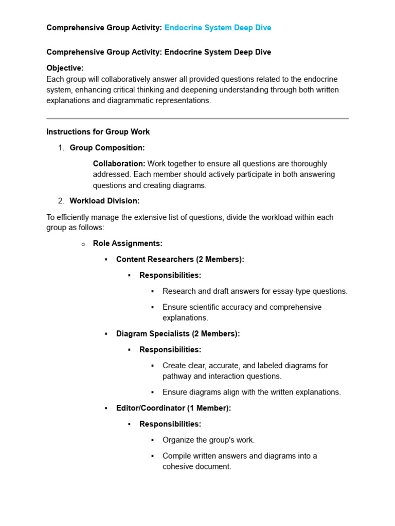 Endocrine System Group Activity Guide | PDF | Hormone | Endocrine System