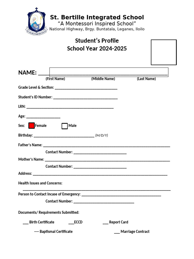 St. Bertille School Student Profile 2024-2025 | PDF | Career & Growth ...