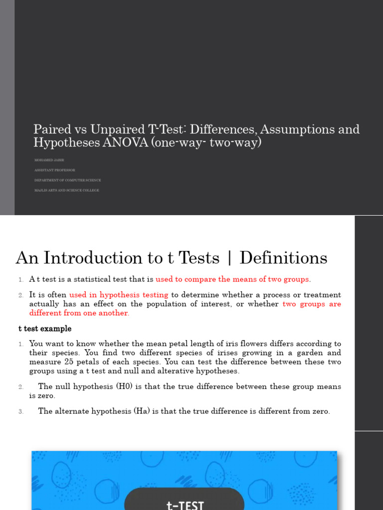 Paired Vs Unpaired T-Test | PDF | Student's T Test | Statistical ... Paired Vs Unpaired T-Test | PDF | Student's T Test | Statistical ...