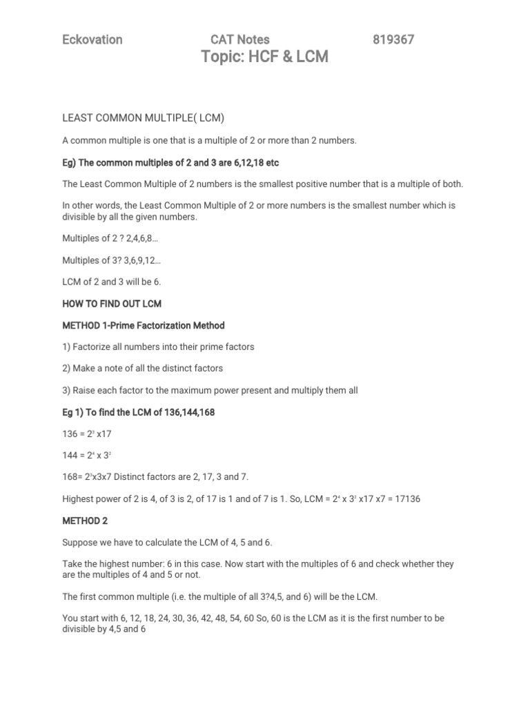 LEAST-COMMON-MULTIPLE | PDF | Abstract Algebra | Algebra