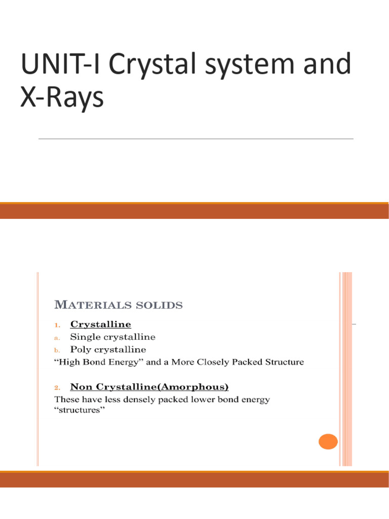 UNIT-I Crystal System and | PDF | Crystal Structure | Crystallography