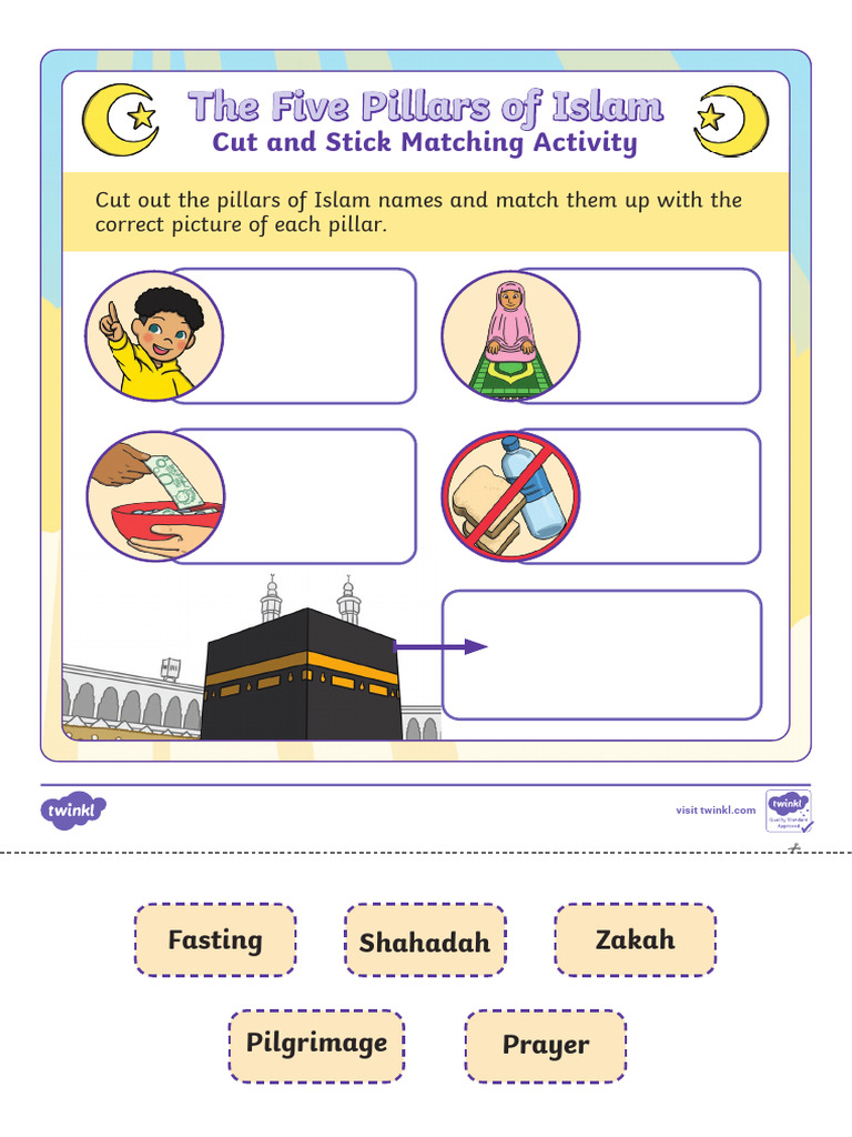 Ar Ise 62 The Five Pillars of Islam Cut and Paste Matching Activity ...