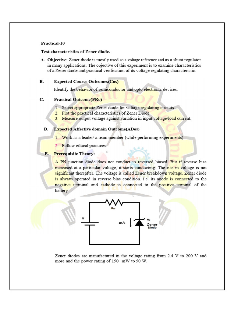 Practical 9 | PDF | Diode | P–N Junction
