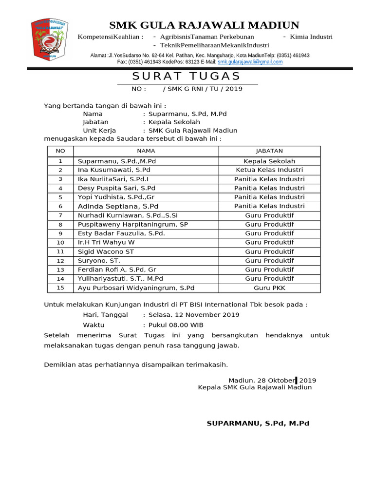 Surat Tugas Bisi Internasional | PDF