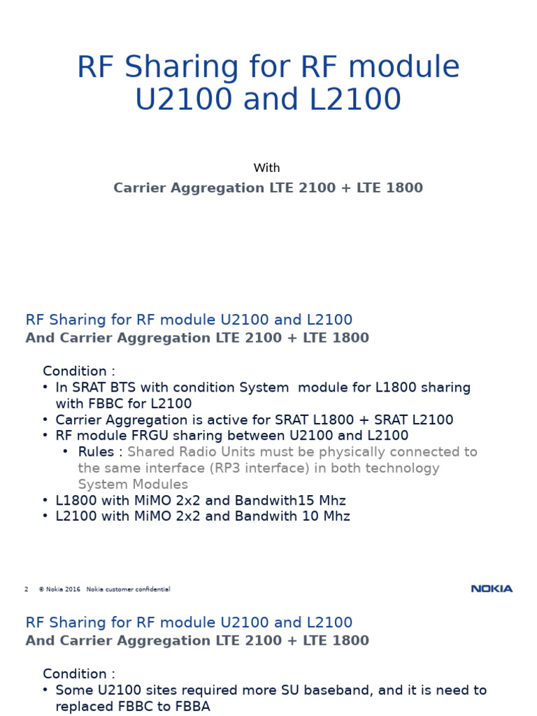 MOP RF Sharing U - L - 2100 and CA L2100LL1800 - v1 | PDF | Lte ...