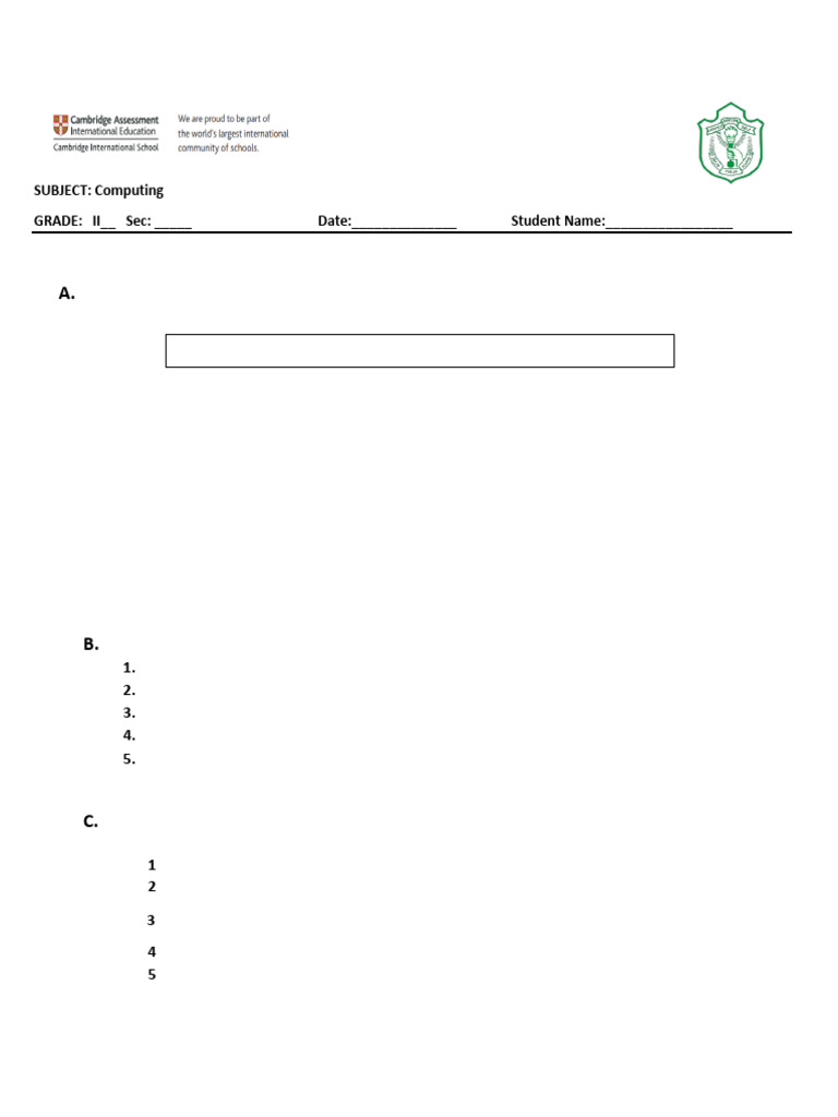 Worsheet For Class 2 Camb - Edit | PDF | Computer Hardware | Input/Output