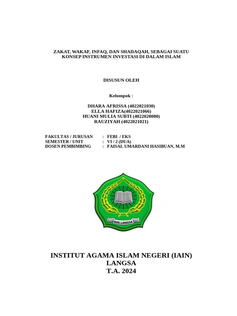 Zakat, Wakaf, Infaq, Dan Shadaqah, Sedekah, Sebagai Suatu Konsep ...