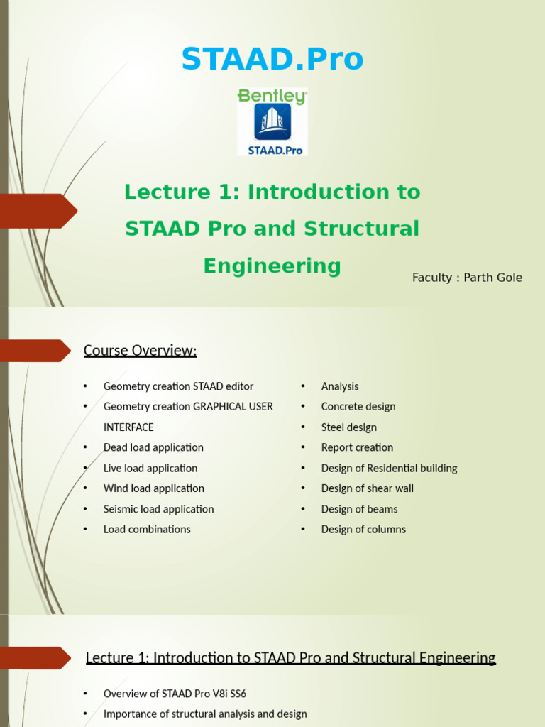 01_Introduction to STAAD Pro and Structural Analysis | PDF | Structural ...
