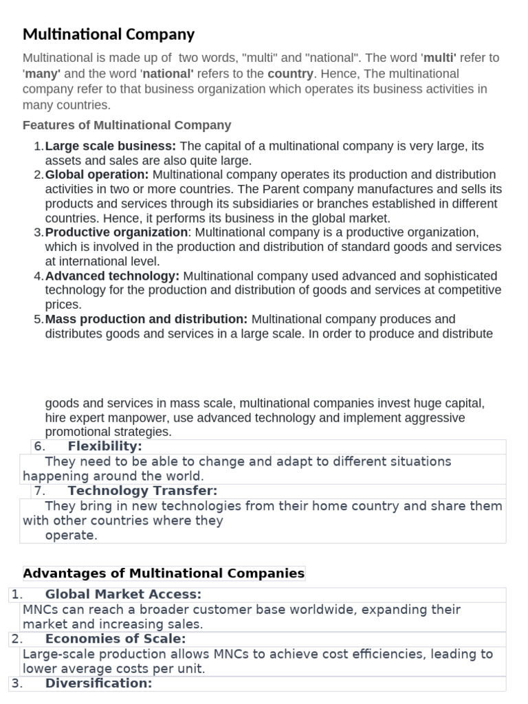 Multinational Company | PDF | Multinational Corporation | Market ...