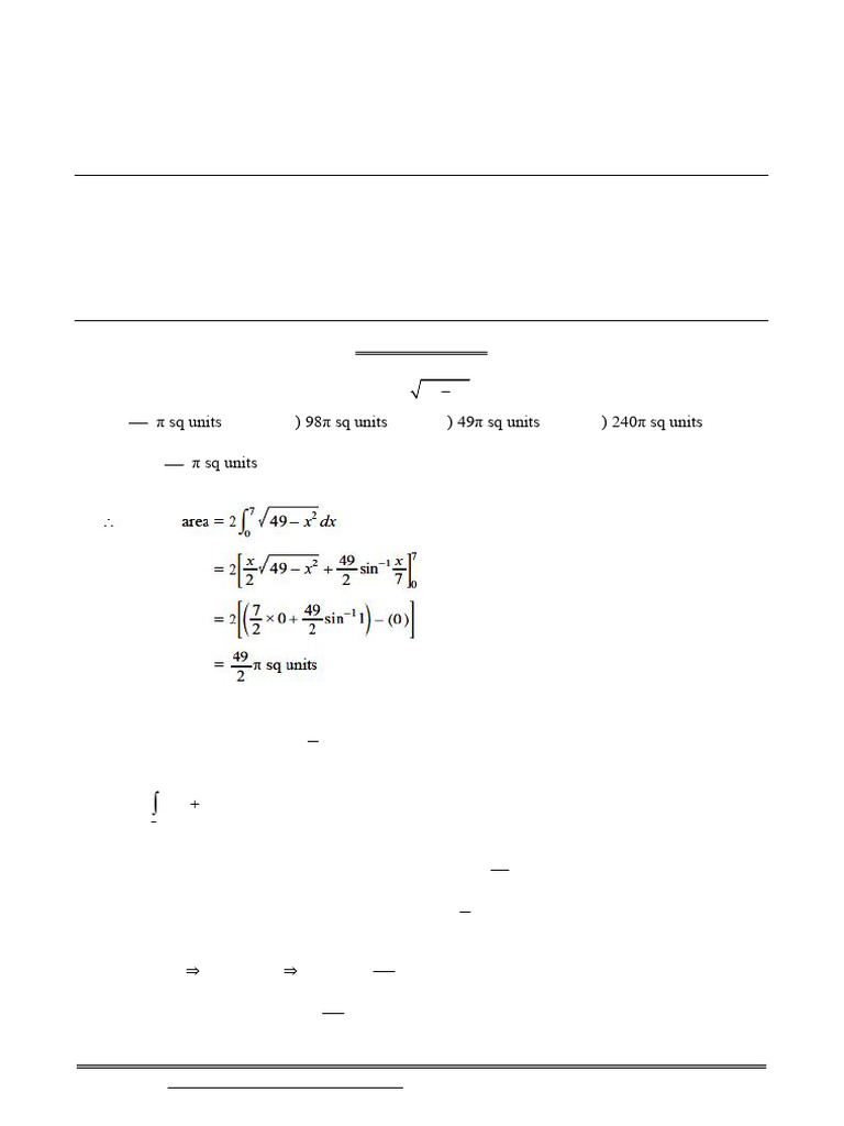 Maths Class Xii Chapter 08 Application of Integrals Practice Paper 09 ...
