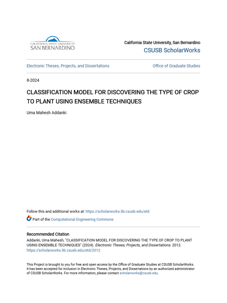 Classification Model for Discovering the Type of Crop to Plant Us | PDF ... Classification Model for Discovering the Type of Crop to Plant Us | PDF ...