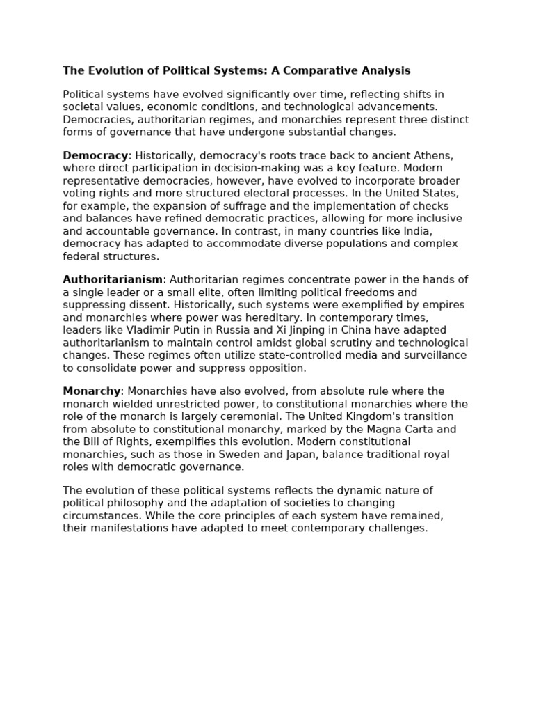 The Evolution of Political Systems | PDF | History