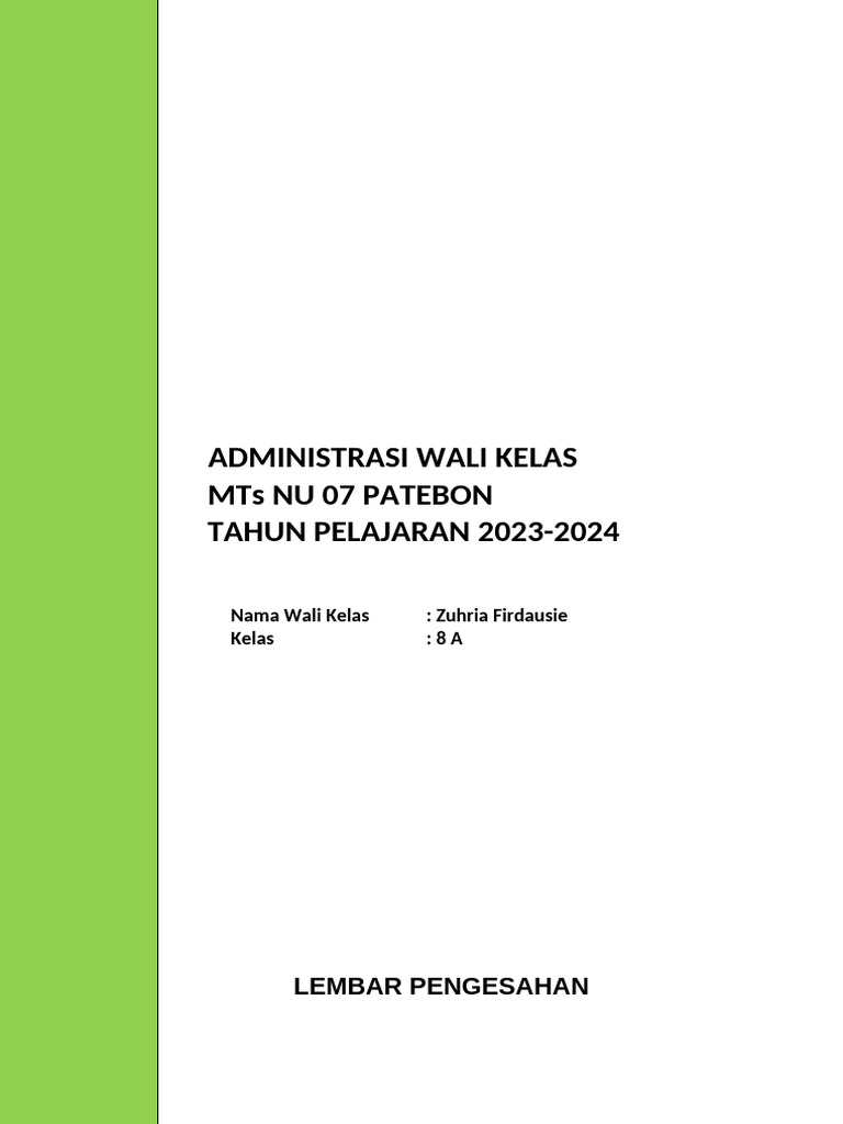 Administrasi Wali Kelas | PDF | Karier & Perkembangan