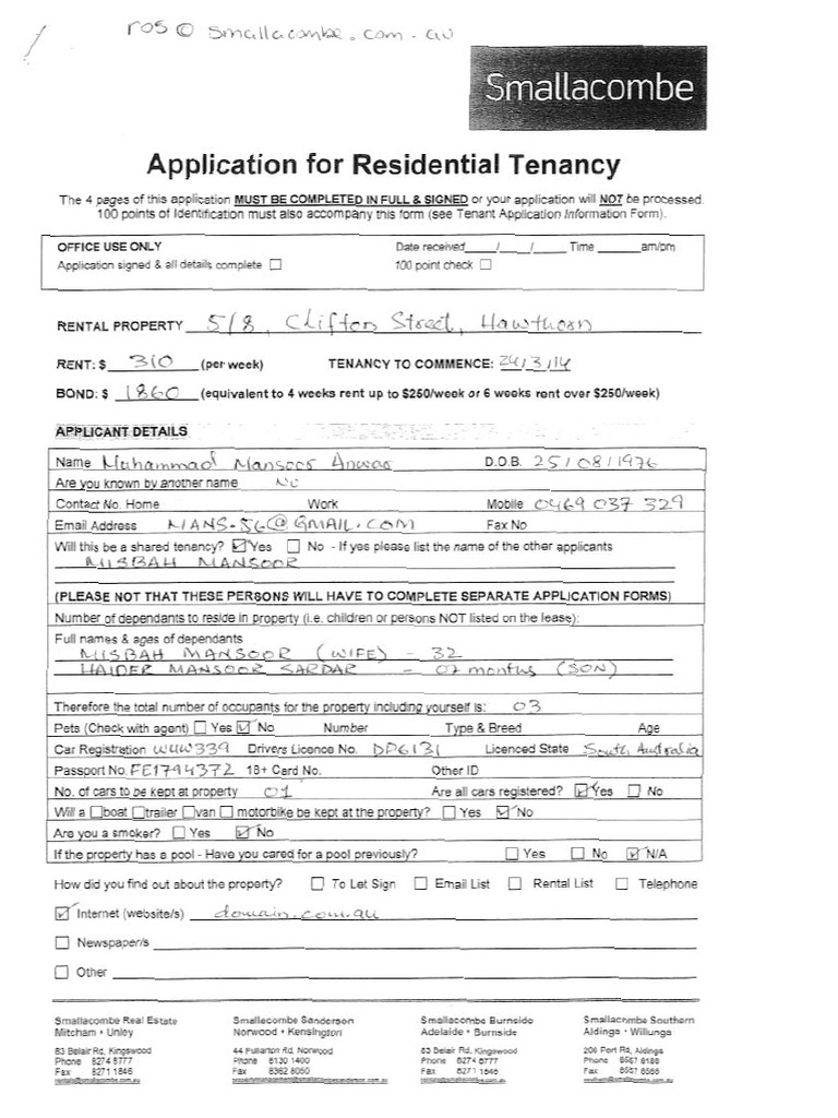 Application Form Hawthorn | PDF