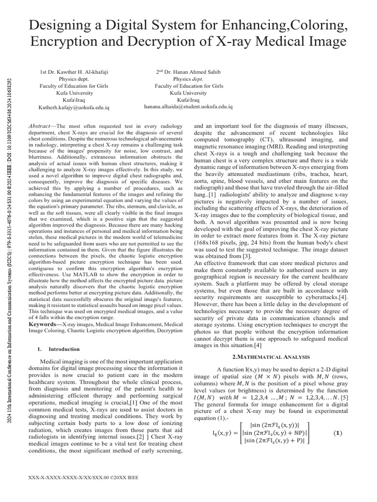 Designing A Digital System For Enhancing Coloring Encryption and Decryption of X-Ray Medical ...