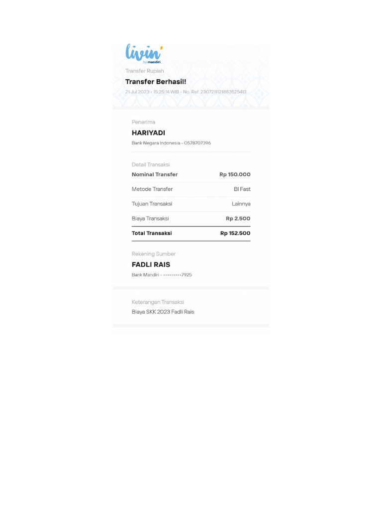 Biaya SKK Fadli Rais 2023 Word | PDF