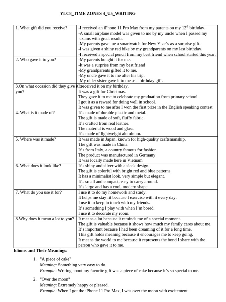 Ylc8 Time Zones 4 U5 Writing | PDF | Smartwatch | I Phone
