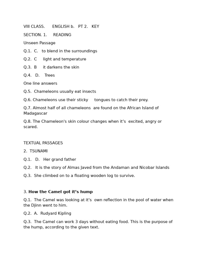 Key Sheet. Viii - PT 2 | PDF