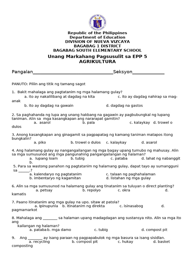 PT - Epp-Agri 5 - Q1 | PDF
