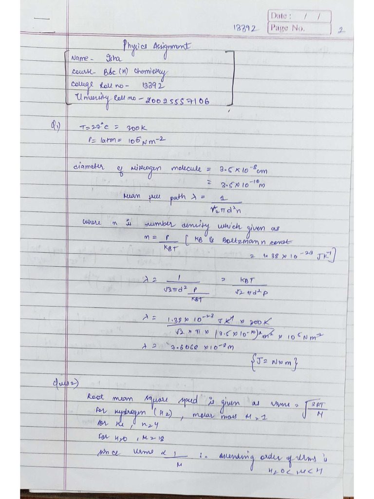 Physics Assignment ISHA13392 | PDF