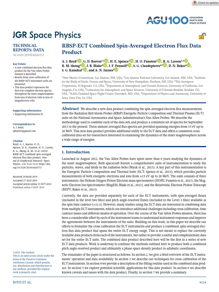 RBSP-ECT Combined Electron Flux Data | PDF | Van Allen Radiation Belt ...