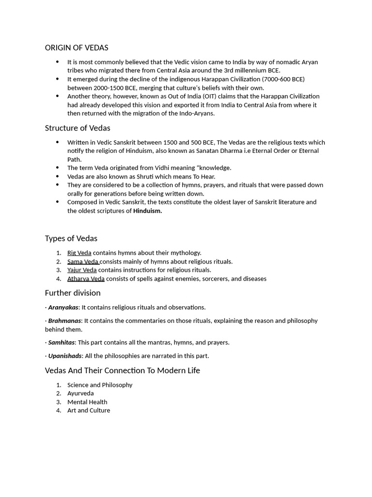 Origins and Structure of the Vedas | PDF | Social Science | Religion ...