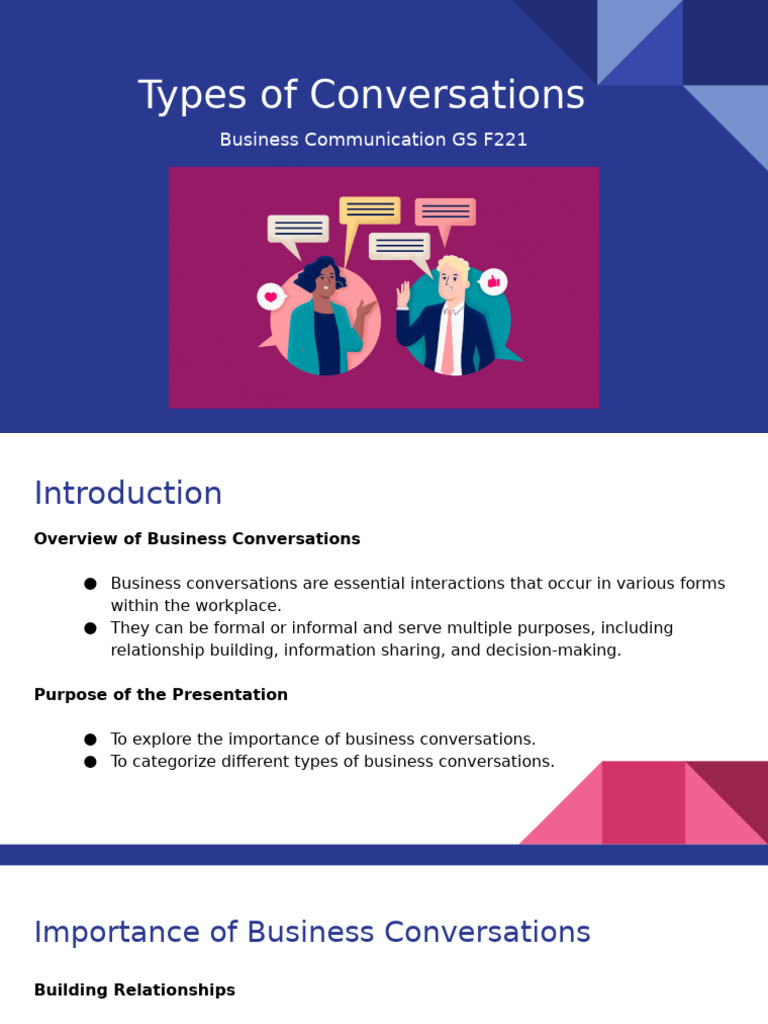 Types of Business Conversations Explained | PDF | Conversation ...
