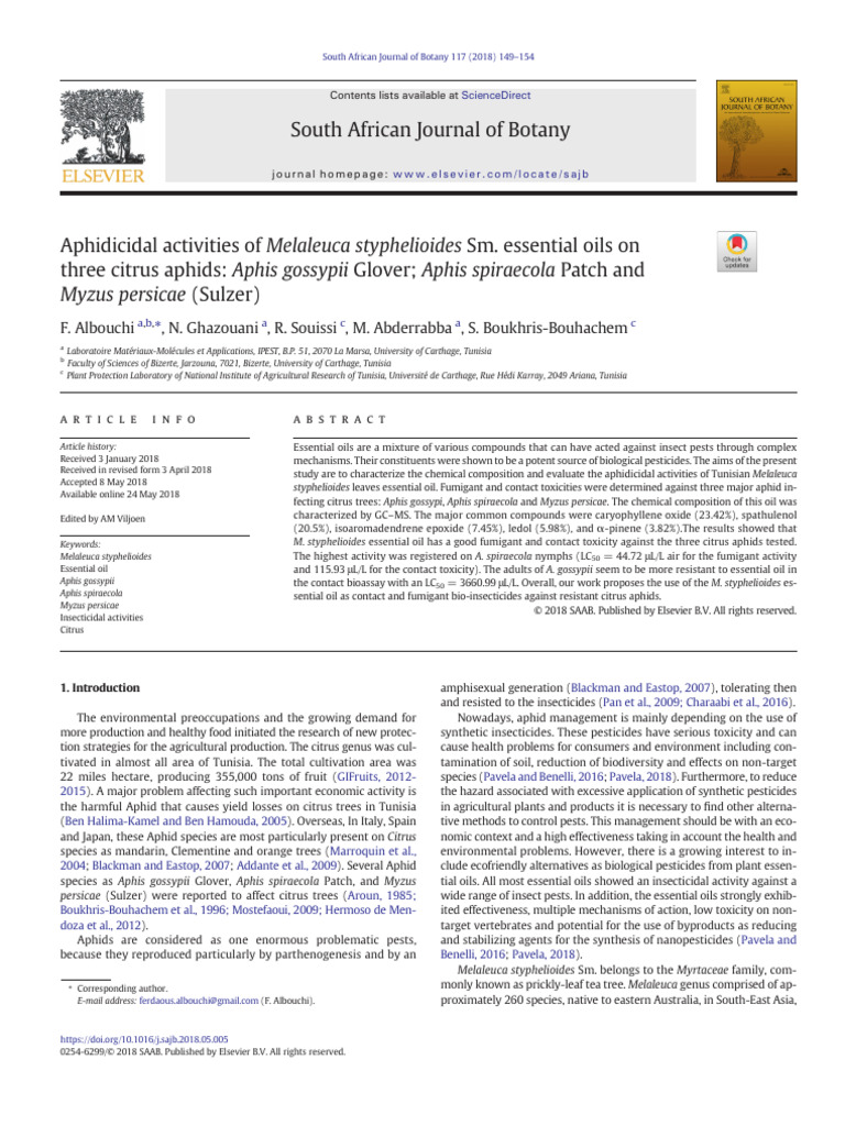 Bioassay On Aphids (Maleleuca) | PDF | Essential Oil | Insecticide
