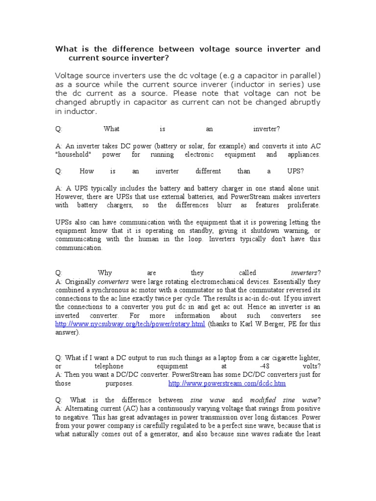 Inverter Questions | Download Free PDF | Power Inverter | Direct Current