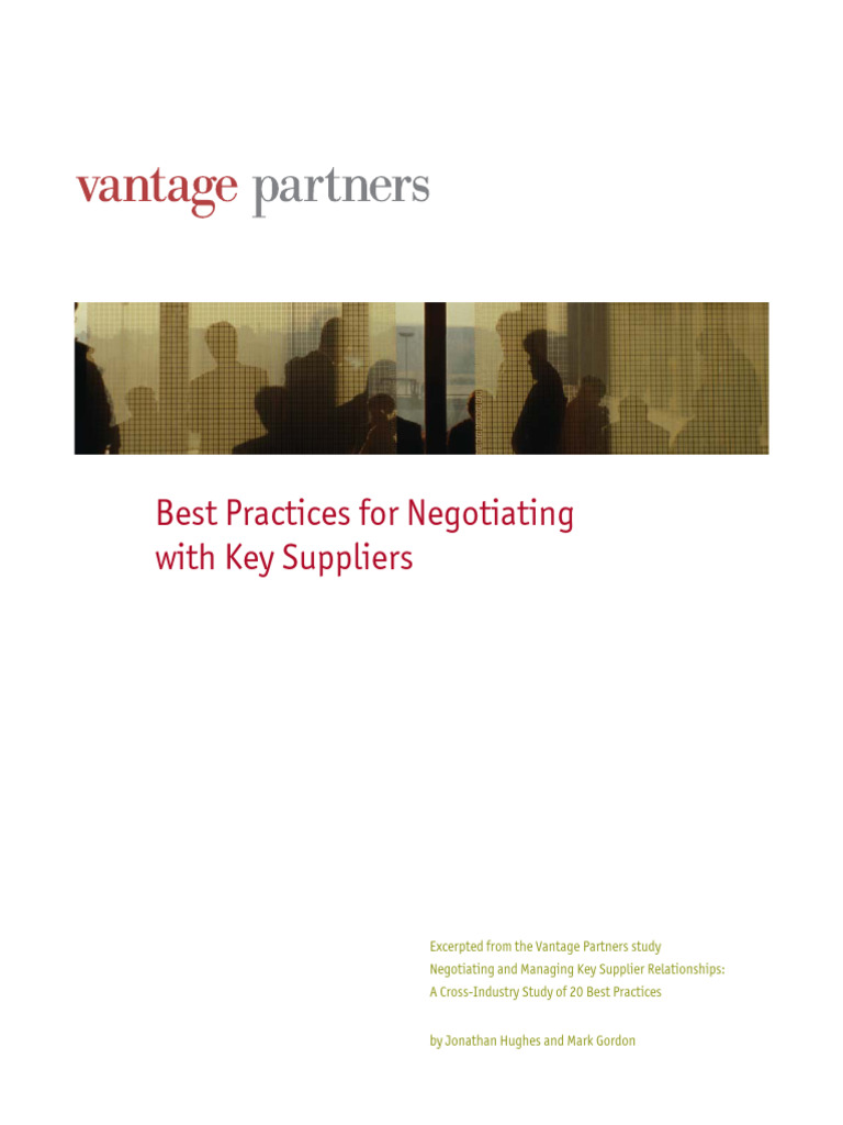Material 6 - Best Practices For Negotiating With Key Suppliers - Indd | PDF | Negotiation ...