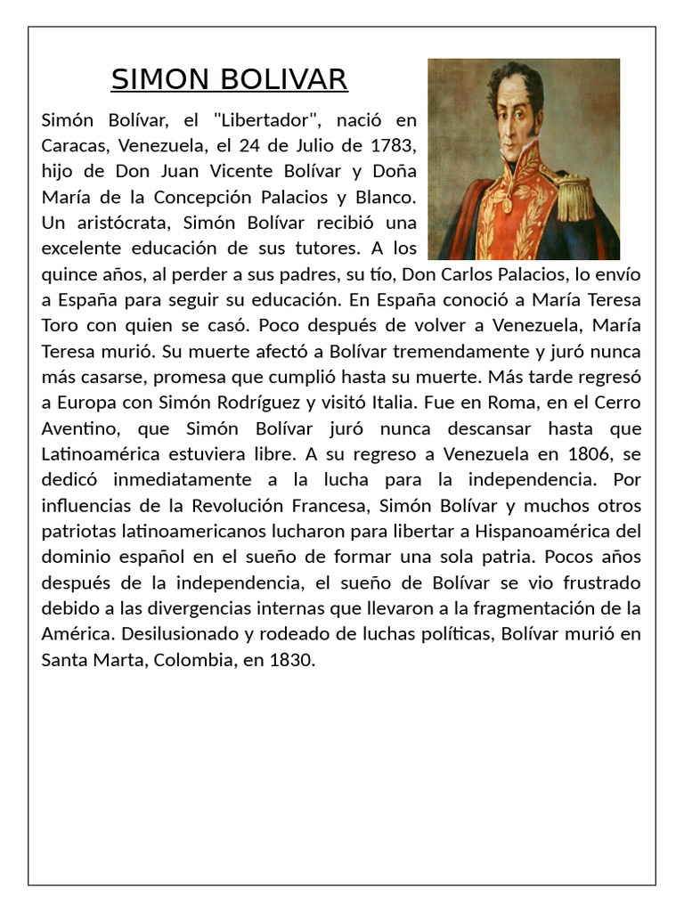 Simon Bolivar | PDF | Historia | Clásicos