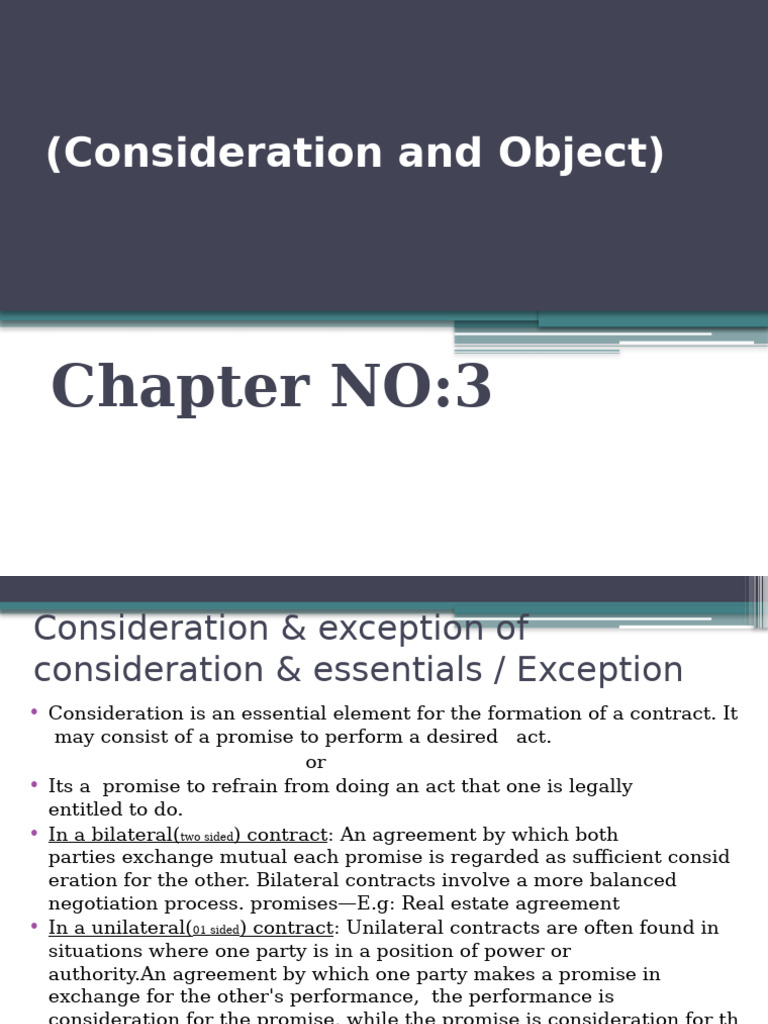 Contract Consideration Essentials | PDF | Consideration | Assignment (Law)