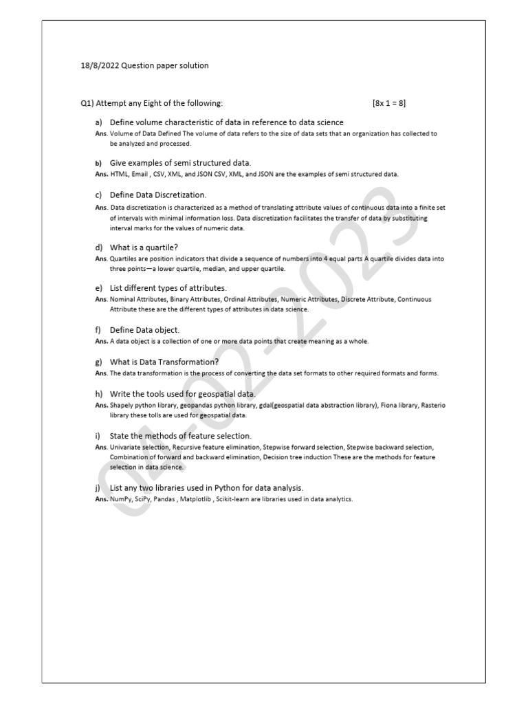 Foundation of Data Science Solve Question Paper Aug 2022 | PDF | P ...
