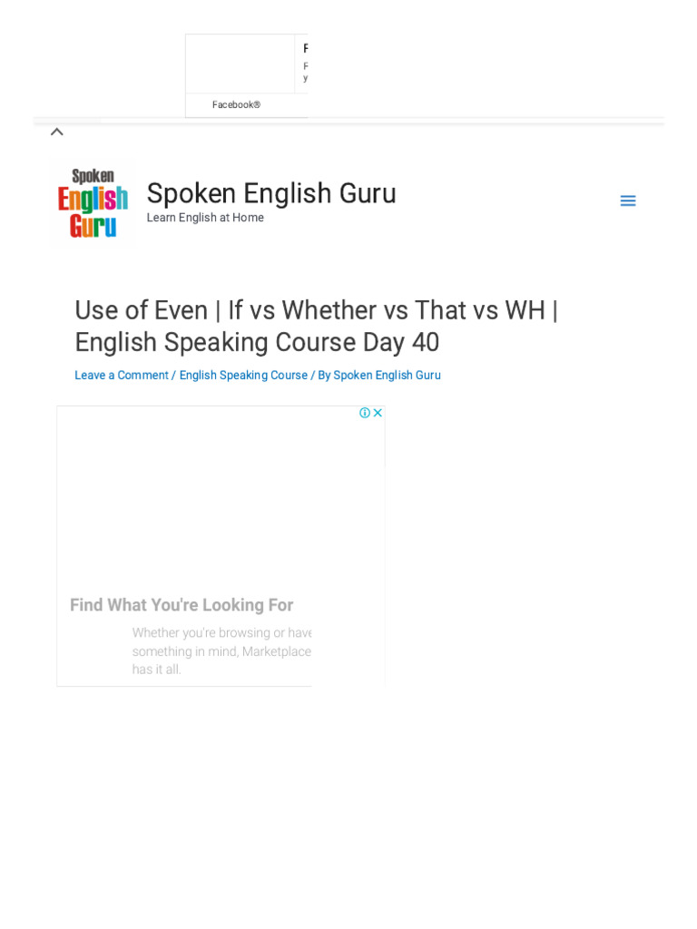 Use of Even If Vs Whether Vs That Vs WH English Speaking Course | PDF