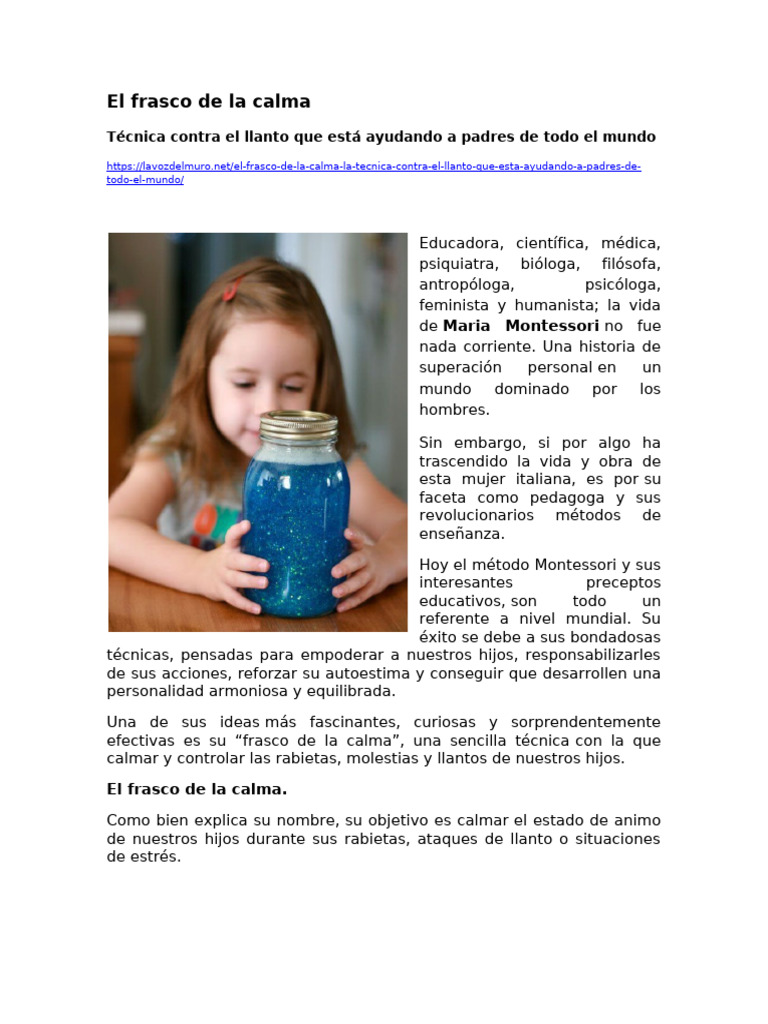 El Frasco de La Calma | PDF | Estrés (biología) | Sicología