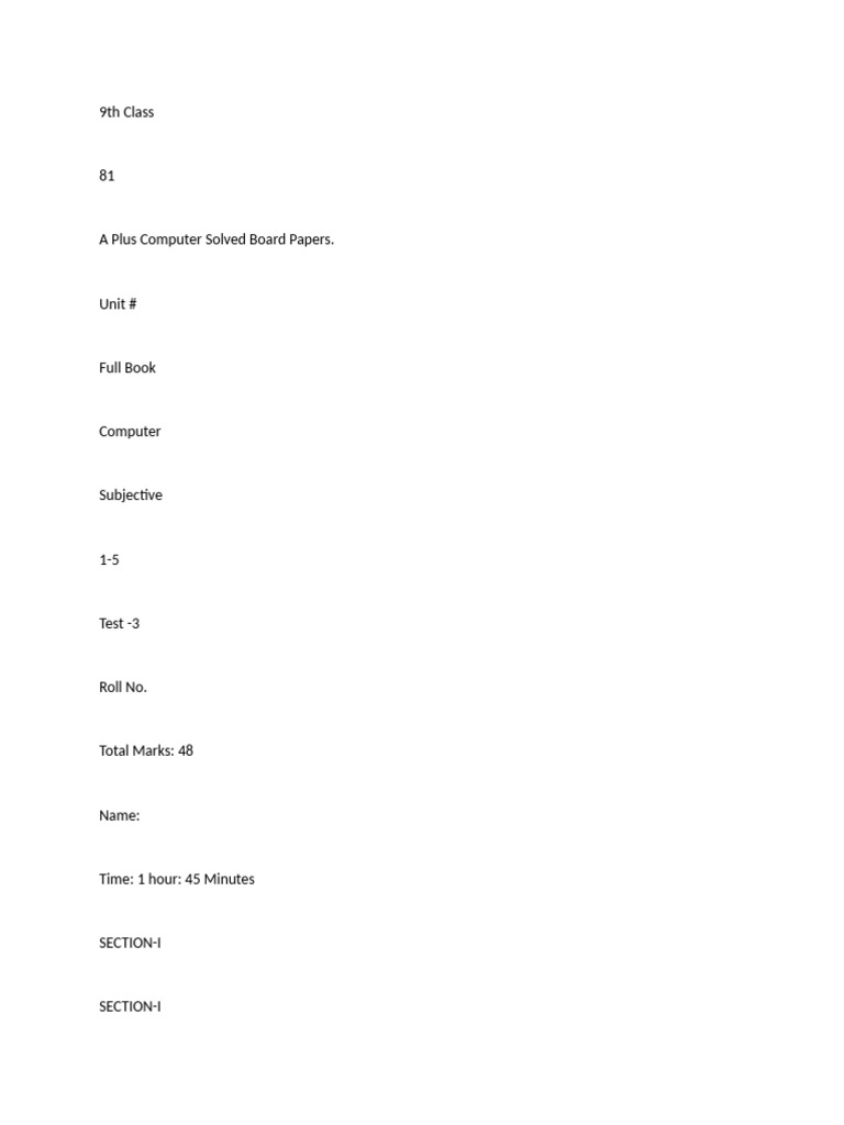 9th computer full book short and long paper | PDF