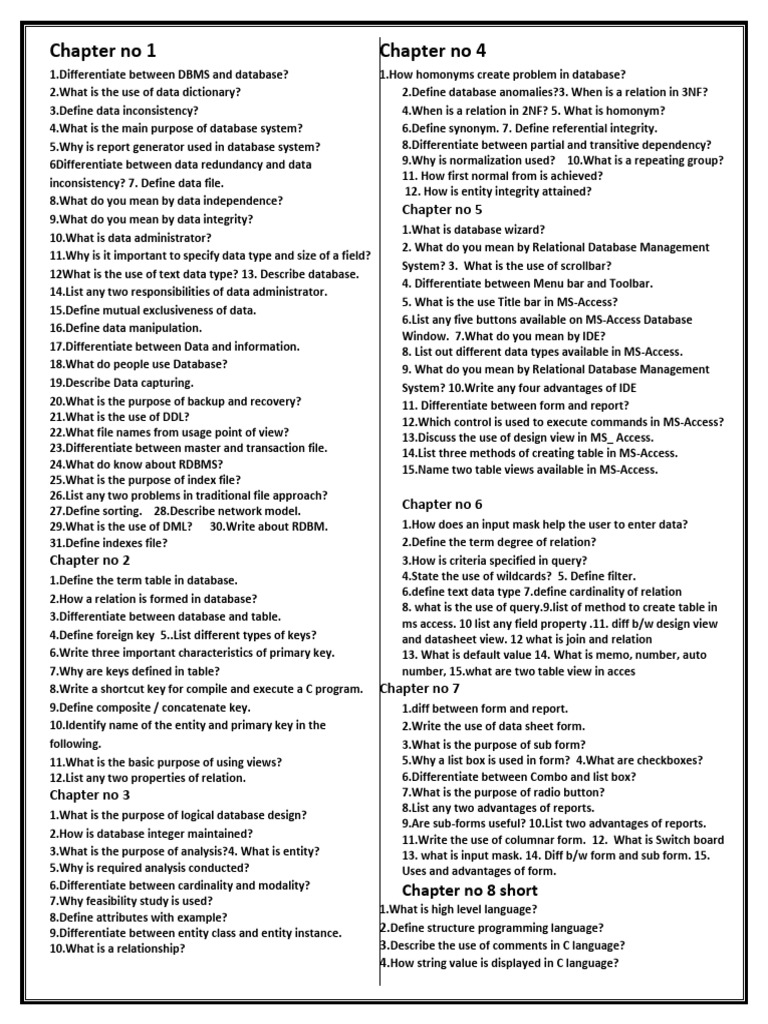 Database & C Programming Basics | PDF | Control Flow | Databases