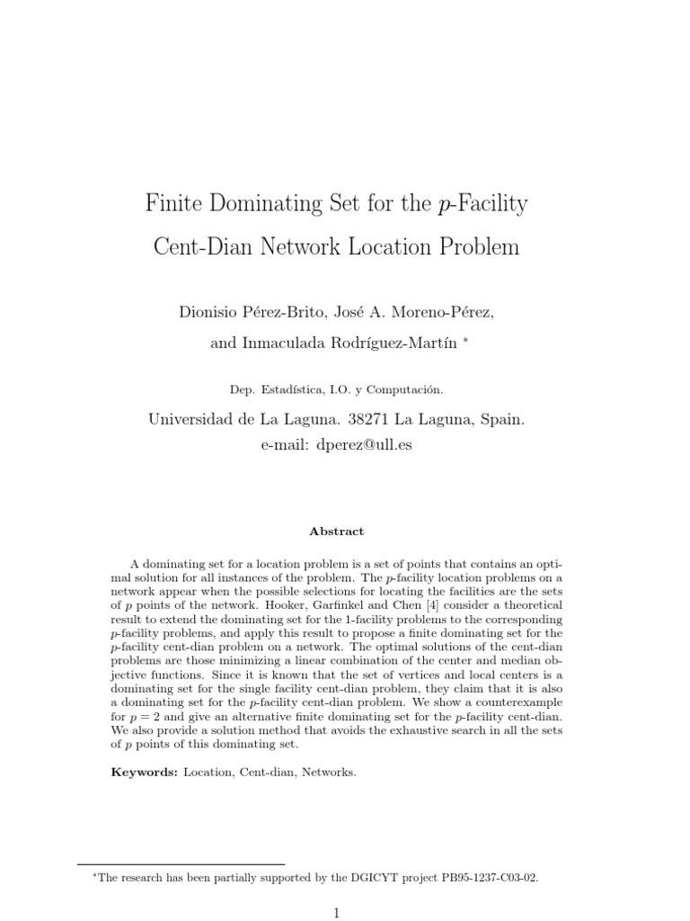 Finite Dominating Set For The P-Facility Cent-Dian Network Location Problem | PDF | Visual ...