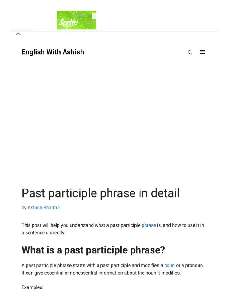 What Is A Past Participle Phrase - Definition, Types, & Examples | PDF ...