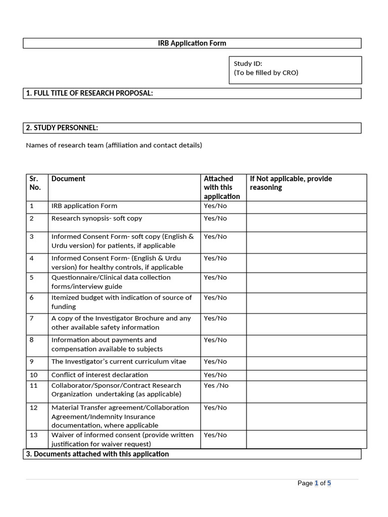 irb_application | PDF | Institutional Review Board | Sampling (Statistics)