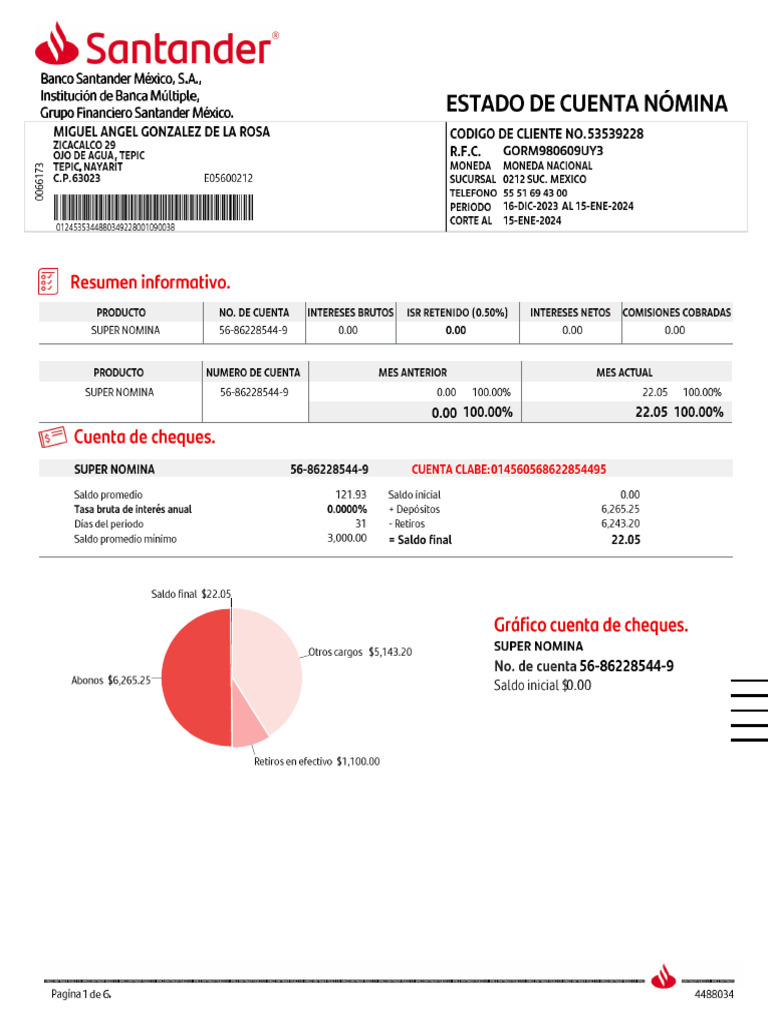 Estado de Cuenta Enero 2024 | PDF