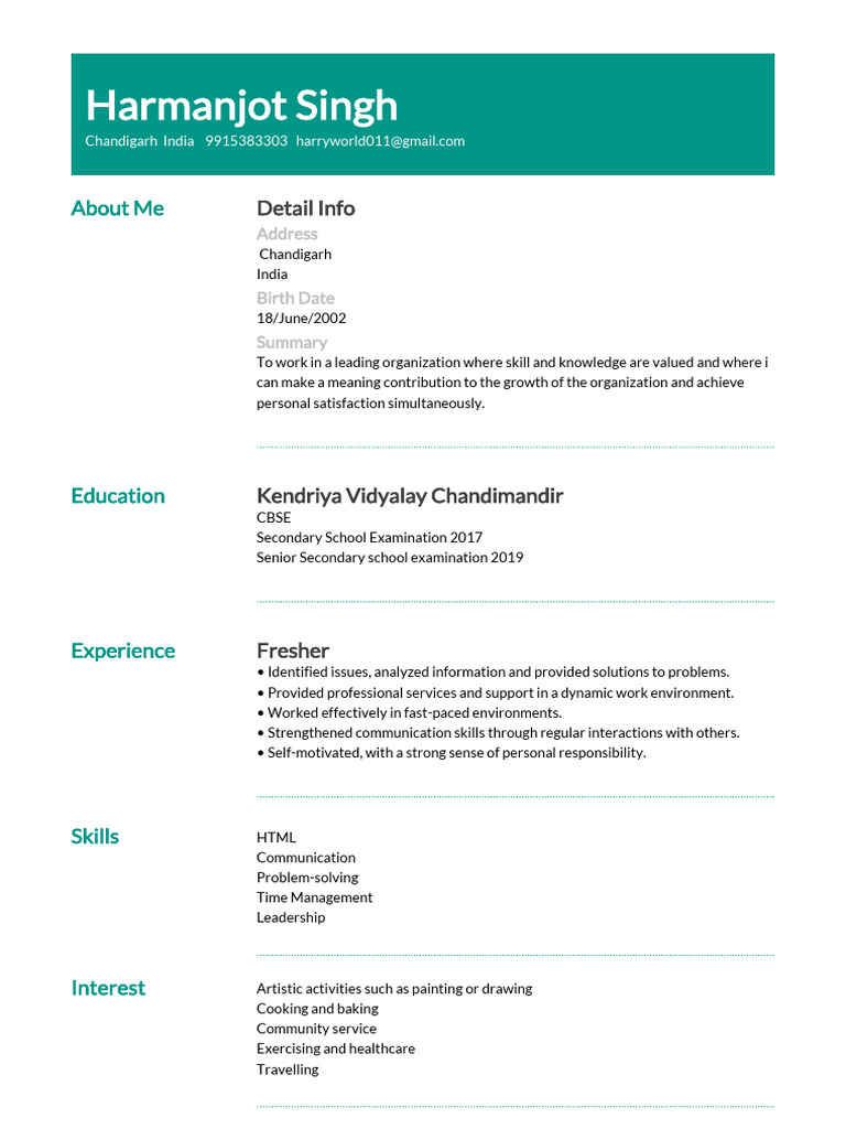 Harmanjot Singh CV | PDF
