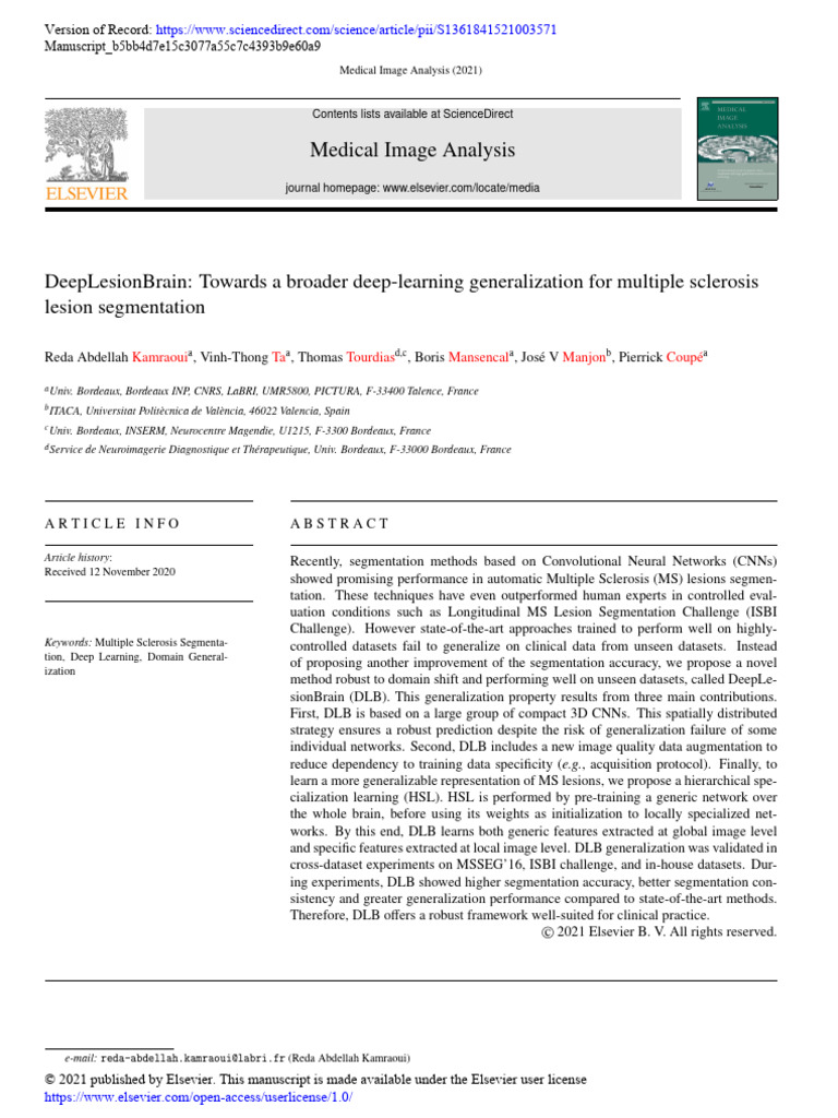 DeepLesionBrain: MS Lesion Segmentation | PDF | Image Segmentation ...