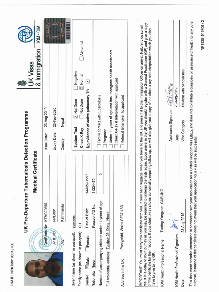 Sample TB Certificate | PDF