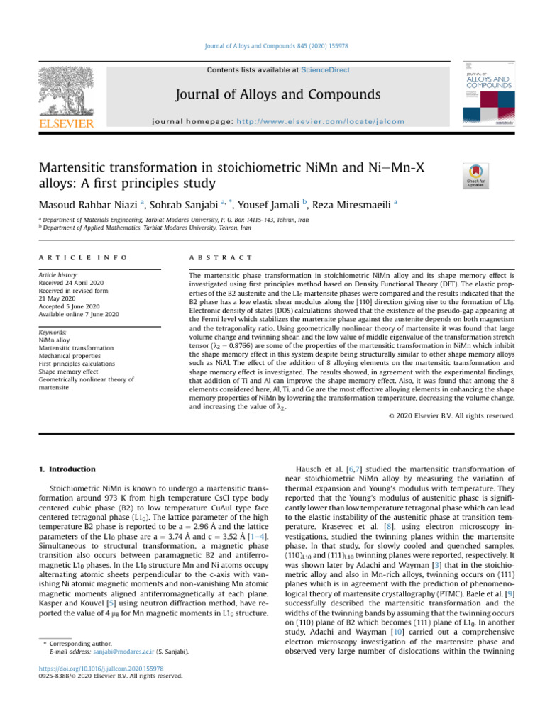 43 Martensitic Transformation in Stoichiometric NiMn and Ni-Mn-X Alloys ...