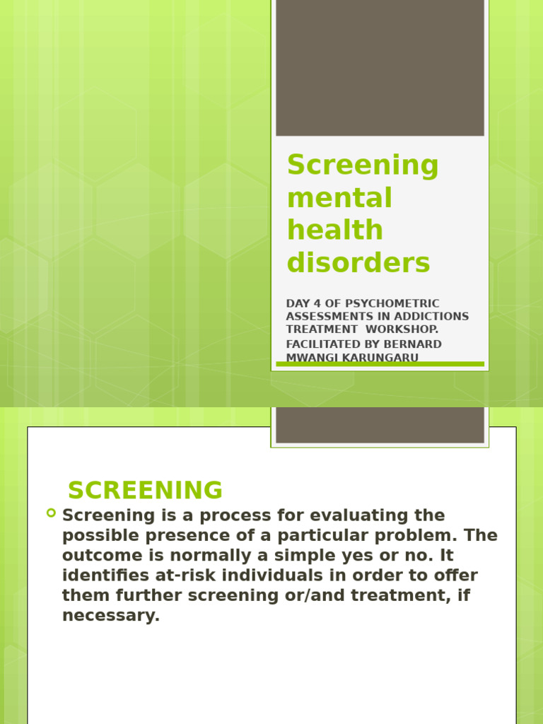 Mental Health Screening Tools Overview | PDF | Major Depressive ...