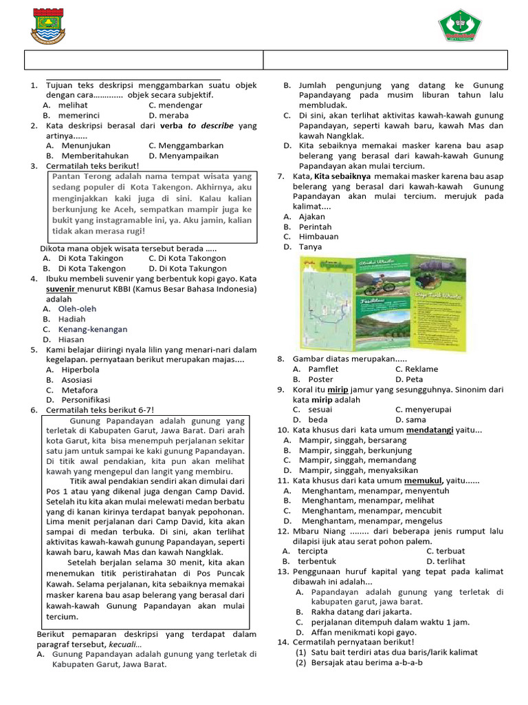 Soal Pts Ganjil B. Indo Kelas 7 Editan SMPN 4 TP 2024-2025 | PDF